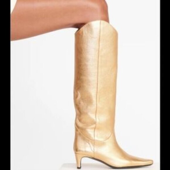 STAUD | Shoes | Staud Western Wally Gold Boots | Poshmark